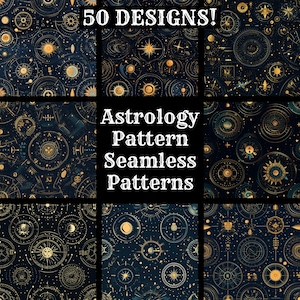 Astrology Pattern Seamless Digital Paper, Printable Scrapbook Paper ...