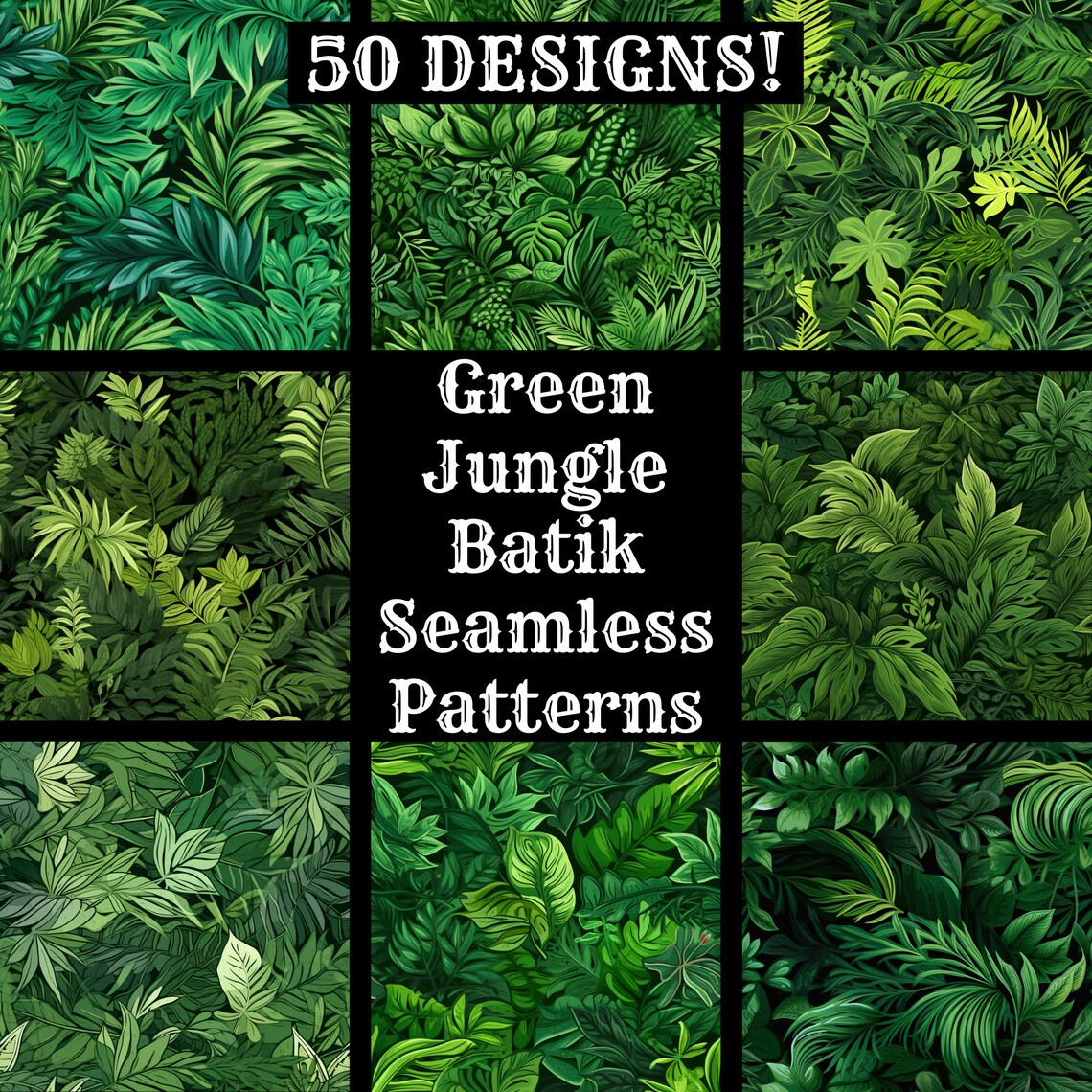 Green Jungle Batik Seamless Digital Paper Printable Scrapbook Paper ...