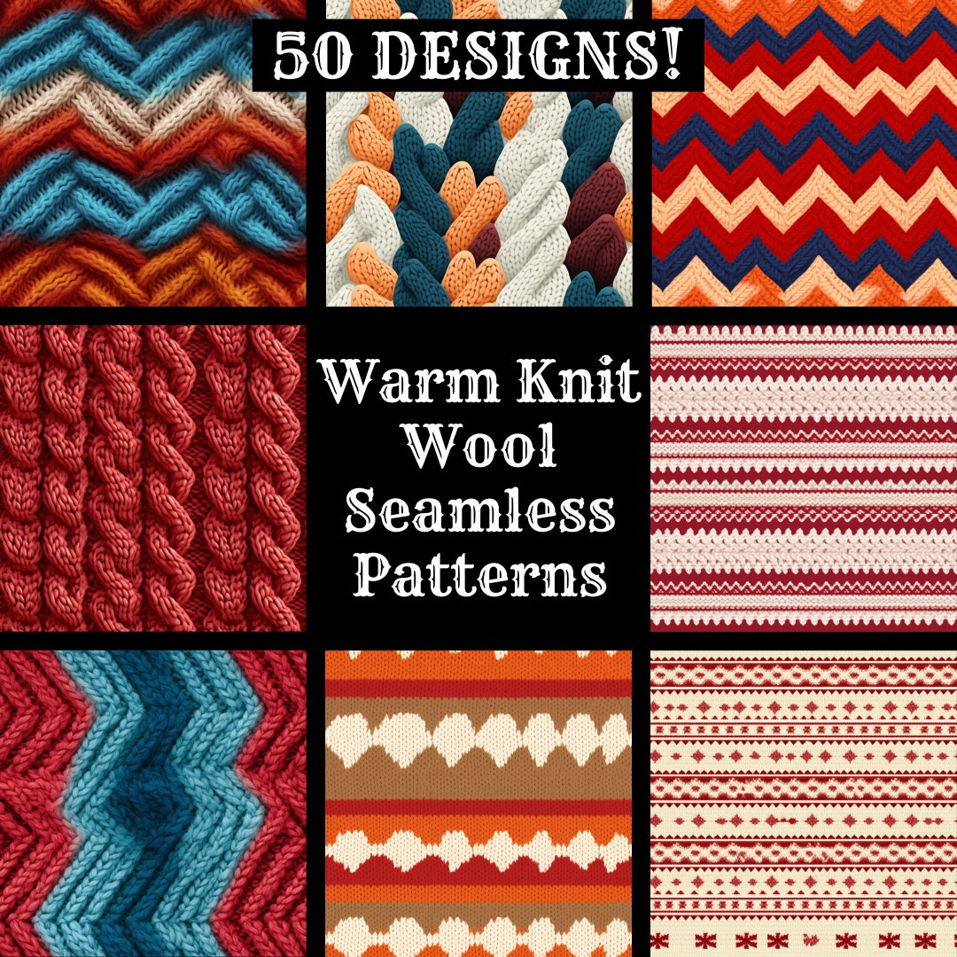 Knit Wool Seamless Pattern: Warm Texture Digital Paper (PNG) - Etsy