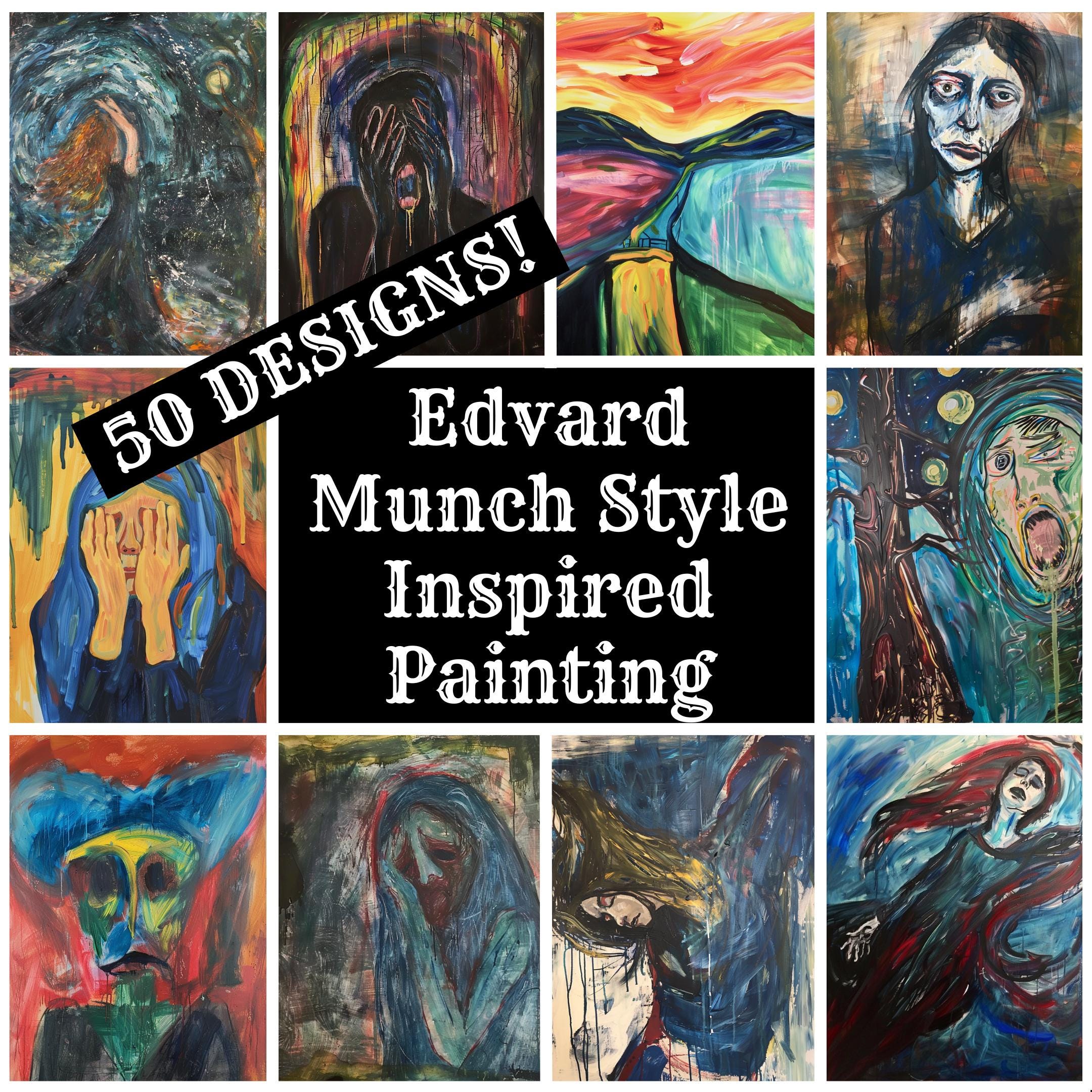 Edvard Munch Style Inspired Painting Journal Paper, Edvard Munch ...