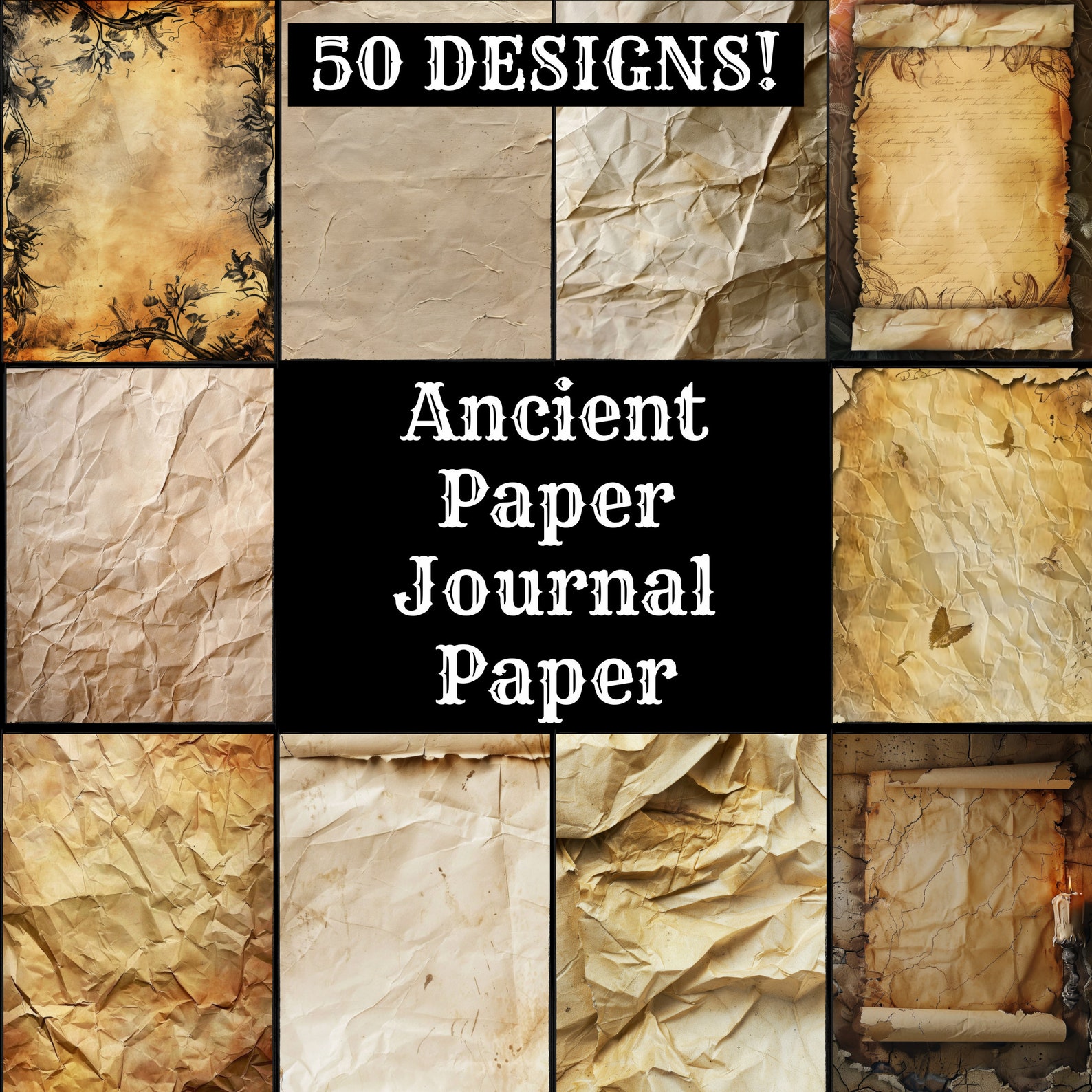 Ancient Paper Textures: Vintage Journal Inserts (PNG Digital Download ...