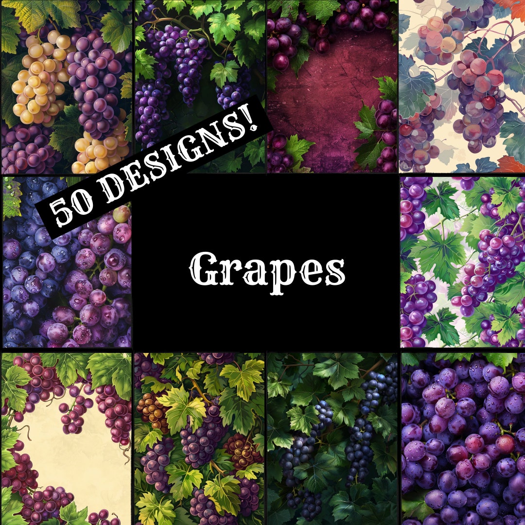 Grapes Journal Paper, Grapes Printable Paper, Vintage Grapes, Grapes ...