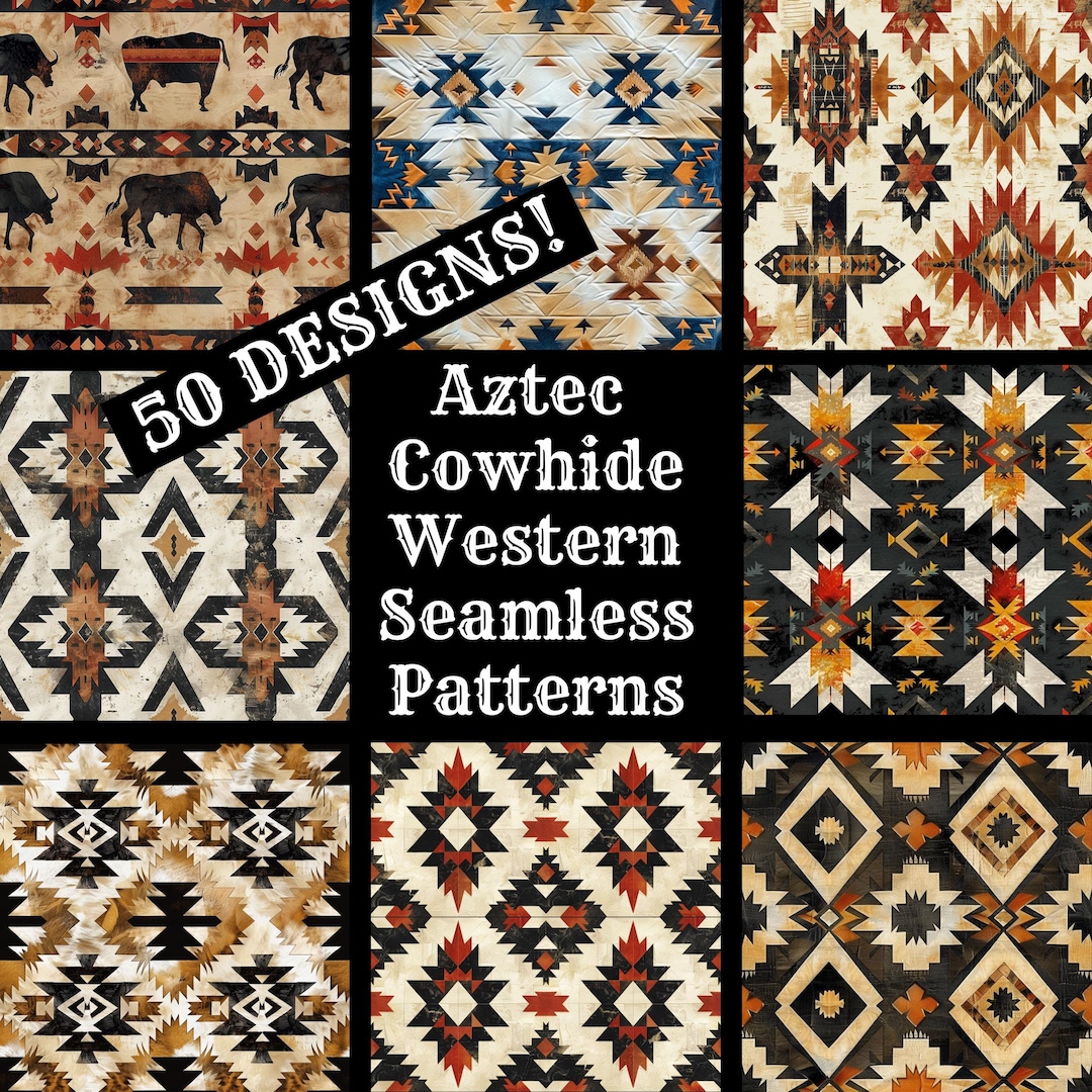 Aztec Cowhide Seamless Pattern: Western Digital Paper (PNG, 300 Dpi) - Etsy