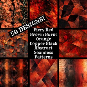 Fiery Red Brown Burnt Orange Copper Black Abstract Seamless Digital ...