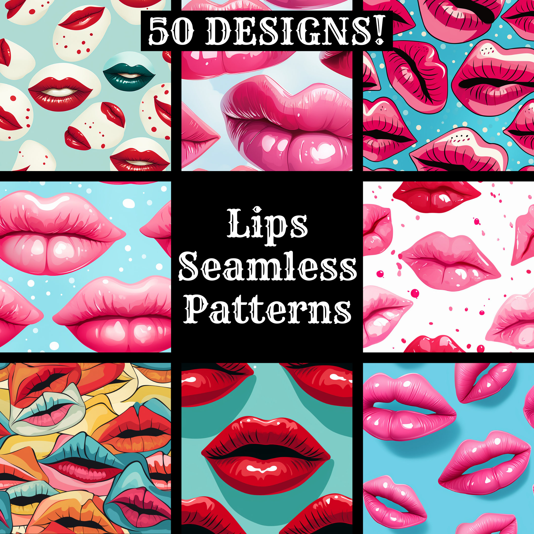 Lips Seamless Digital Paper, Printable Scrapbook Paper Seamless ...