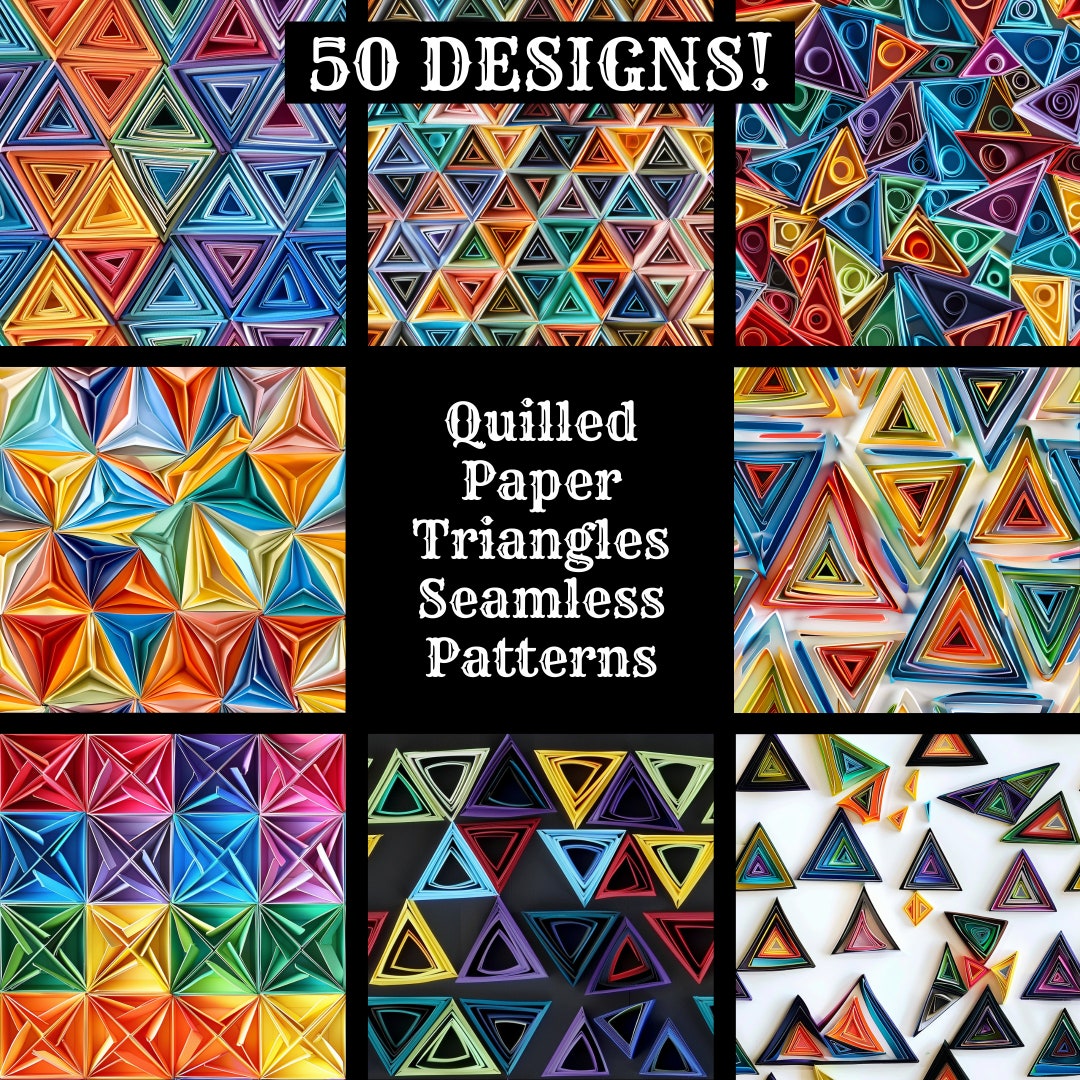 Quilled Paper Triangles Seamless Digital Paper, Quilled Paper Triangles ...