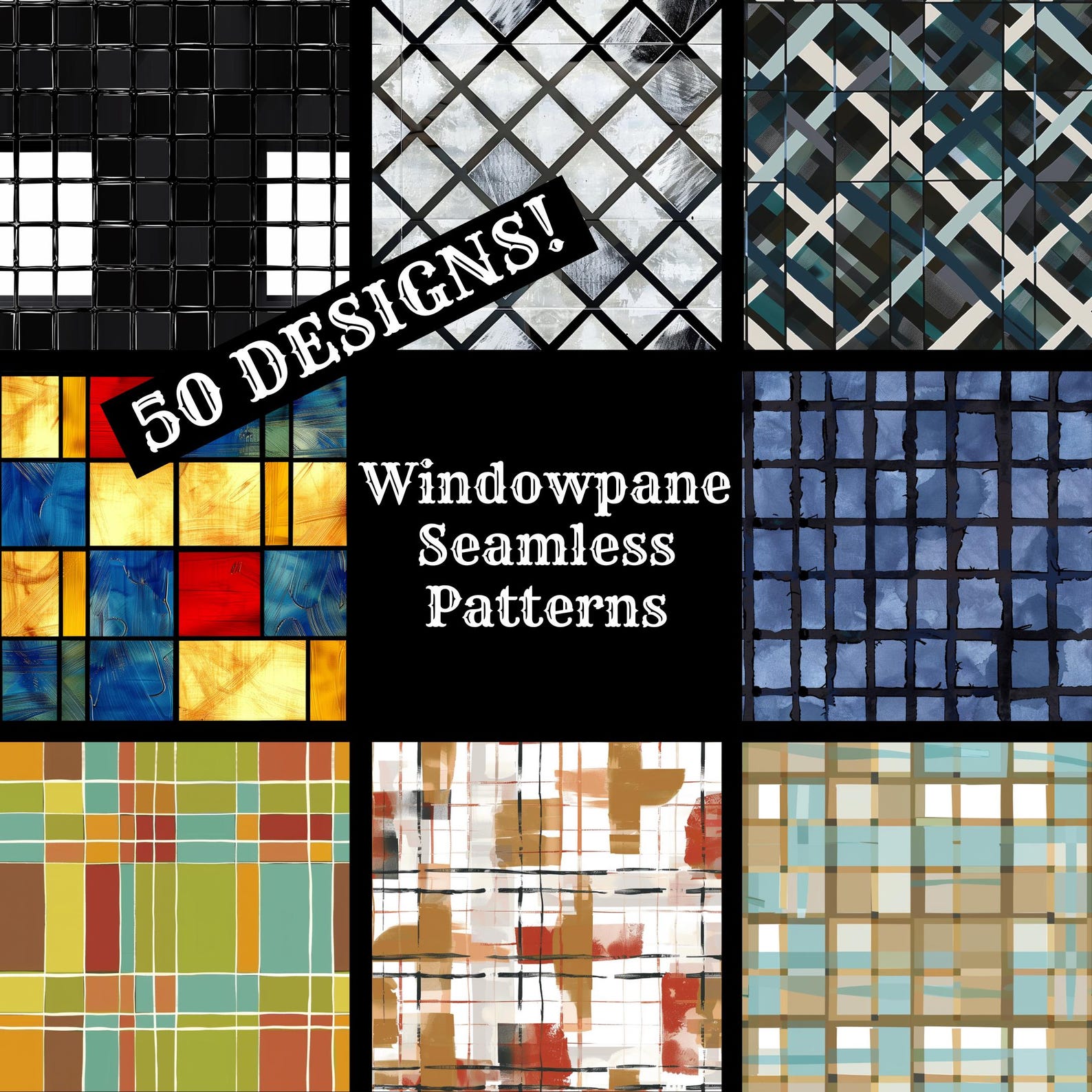Windowpane Seamless Pattern: Printable Digital Paper (PNG) - Etsy