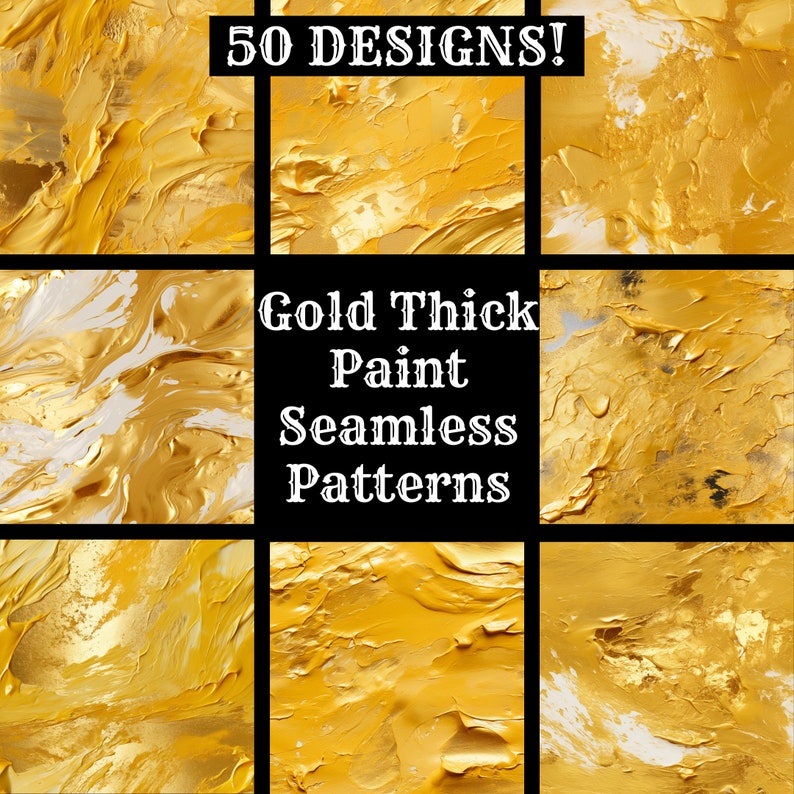 Gold Thick Paint Seamless Digital Paper, Printable Scrapbook Paper ...