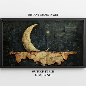 Crescent Moon Night Sky Frame TV Art (digital Download) - Etsy