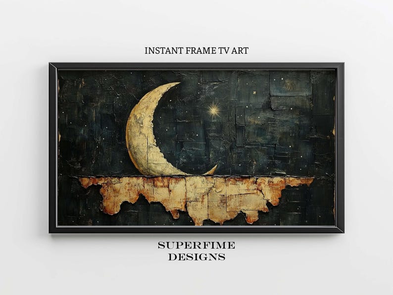 Crescent Moon Night Sky Frame TV Art (digital Download) - Etsy