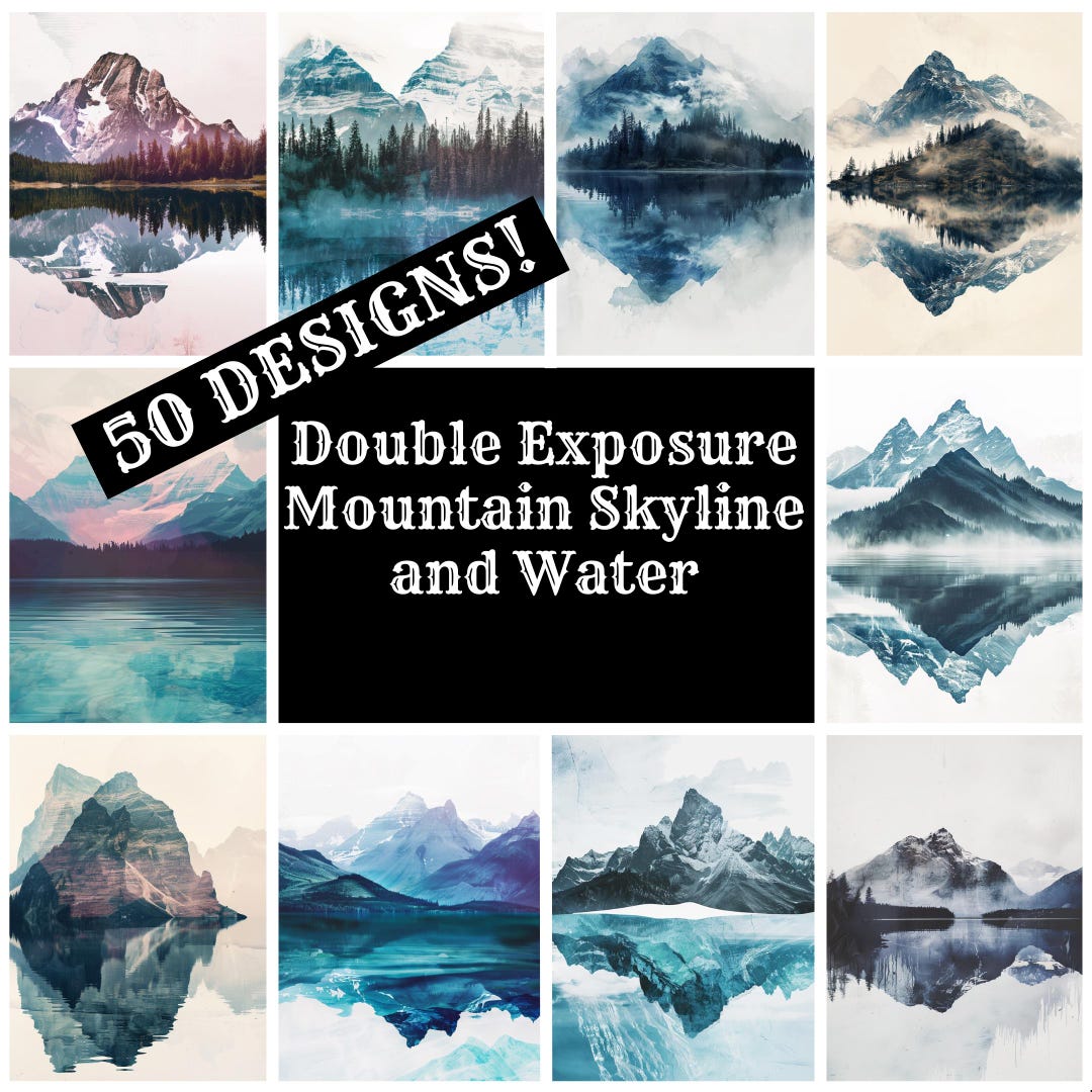 Mountain Skyline Double Exposure: Vintage Journal Paper (digital ...