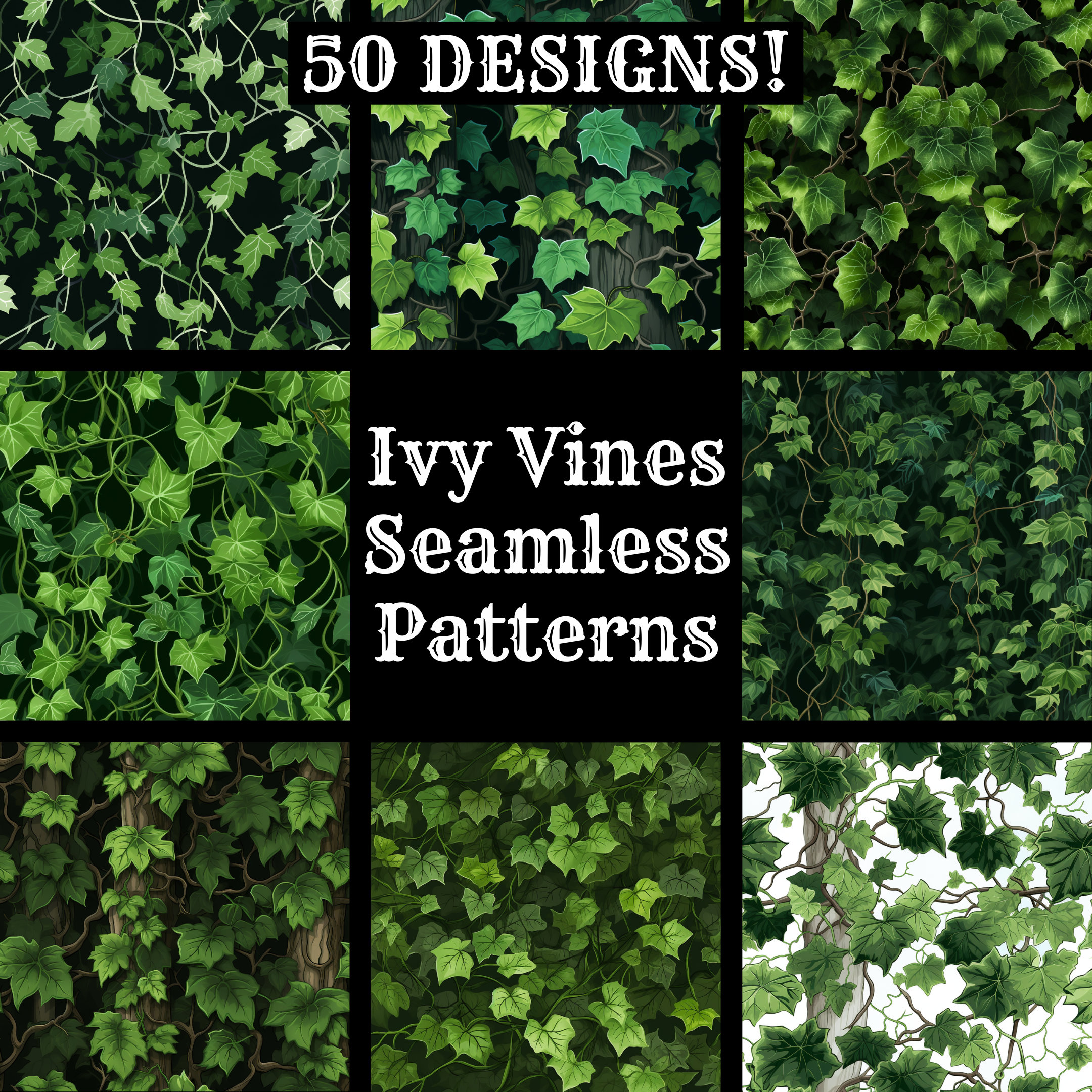 Ivy Vines Seamless Digital Paper, Printable Scrapbook Paper Seamless ...