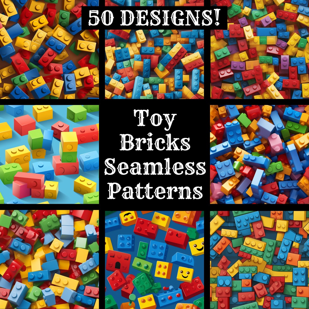 Toy Bricks Seamless Digital Paper, Printable Scrapbook Paper Seamless ...