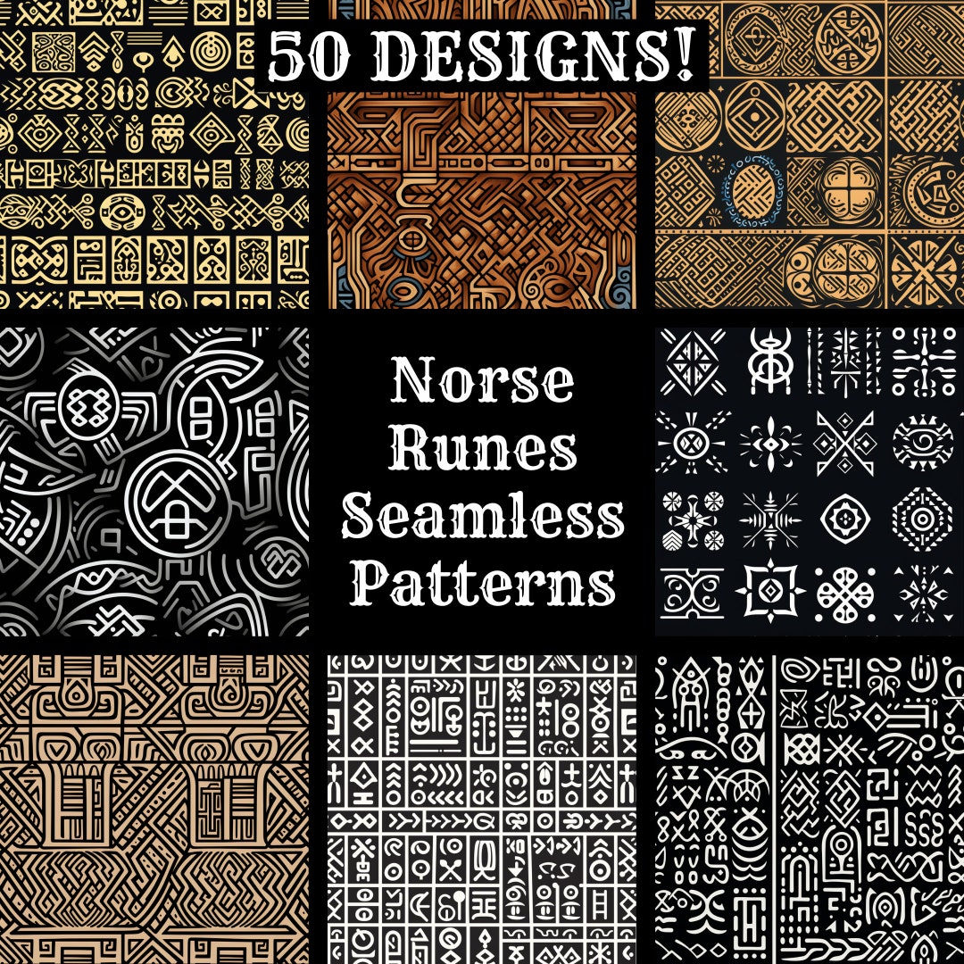 Norse Runes Seamless Digital Paper, Printable Scrapbook Paper Seamless ...