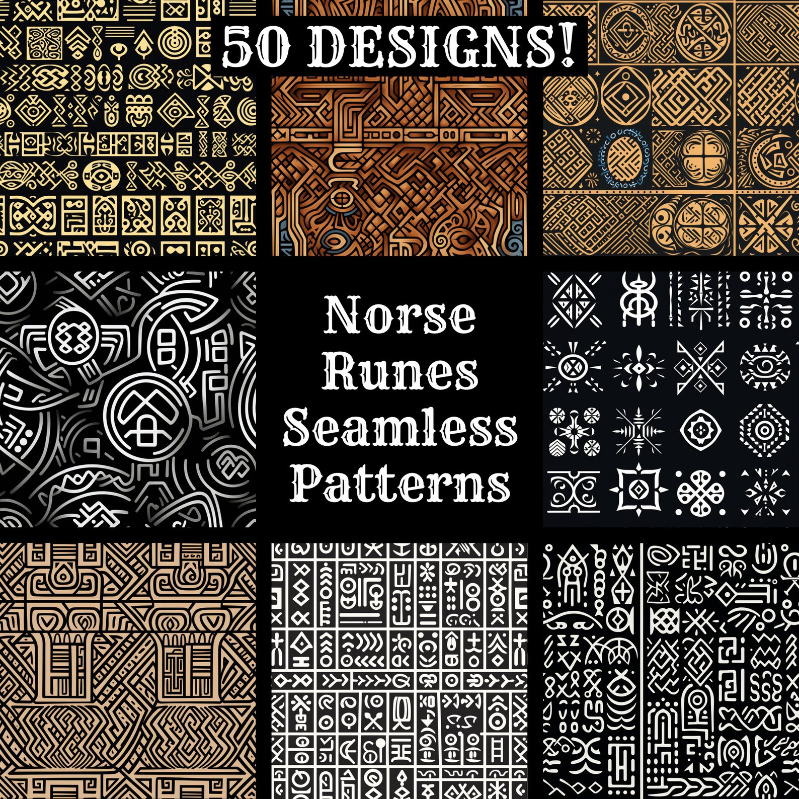 Norse Runes Seamless Digital Paper, Printable Scrapbook Paper Seamless ...