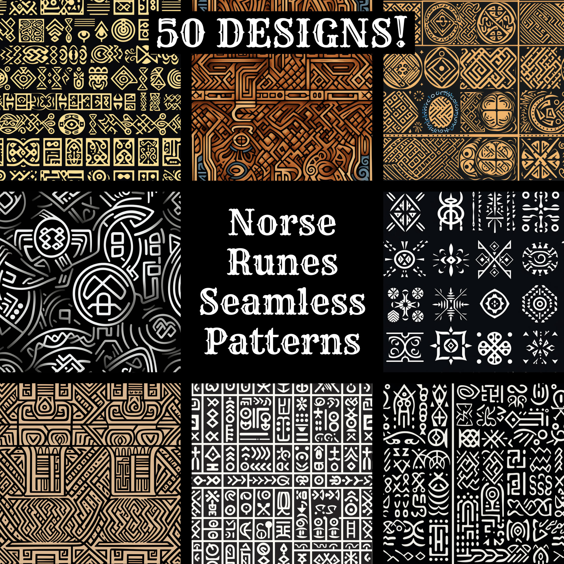 Norse Runes Seamless Digital Paper, Printable Scrapbook Paper Seamless ...