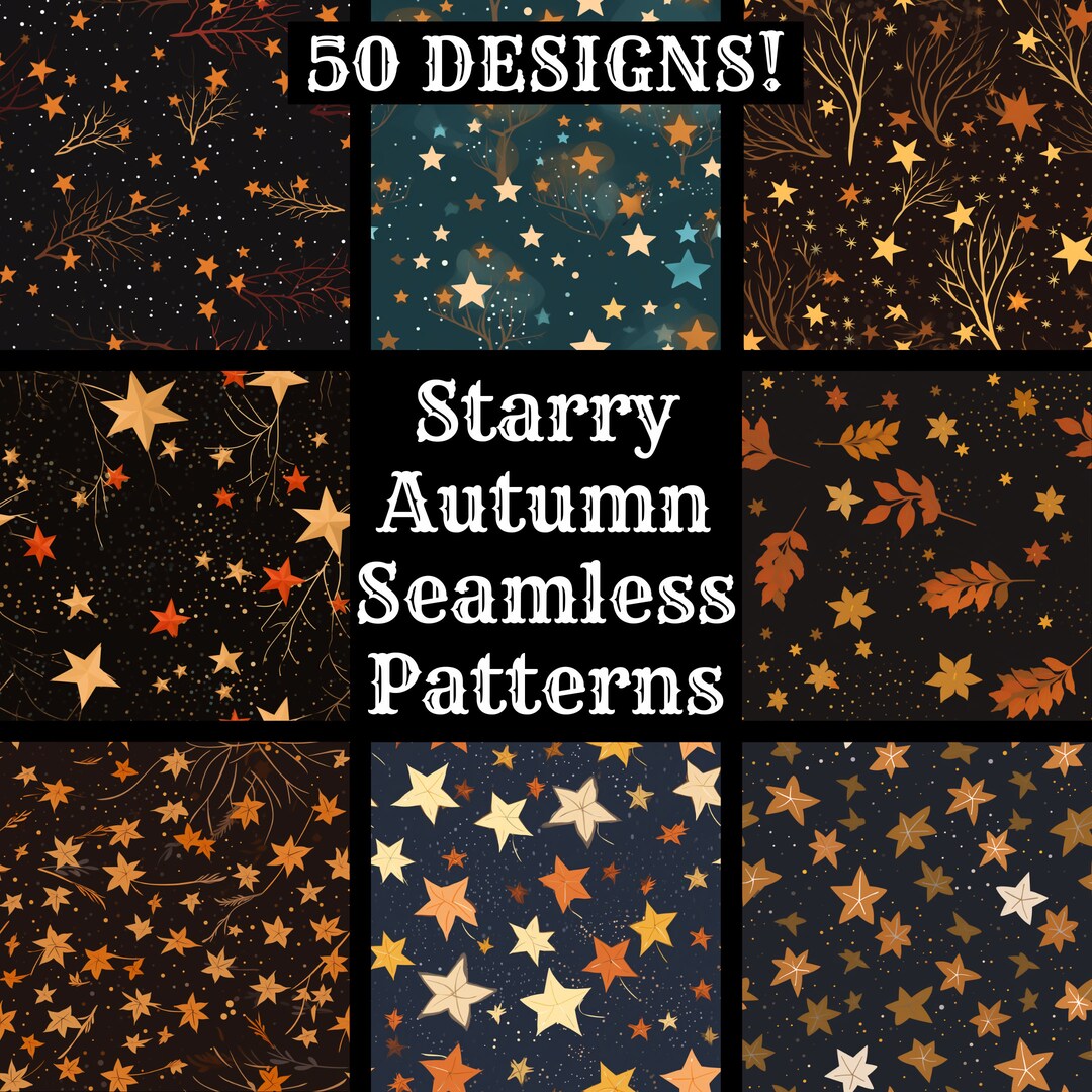 Starry Autumn Seamless Pattern: Scrapbook Paper Texture (digital ...