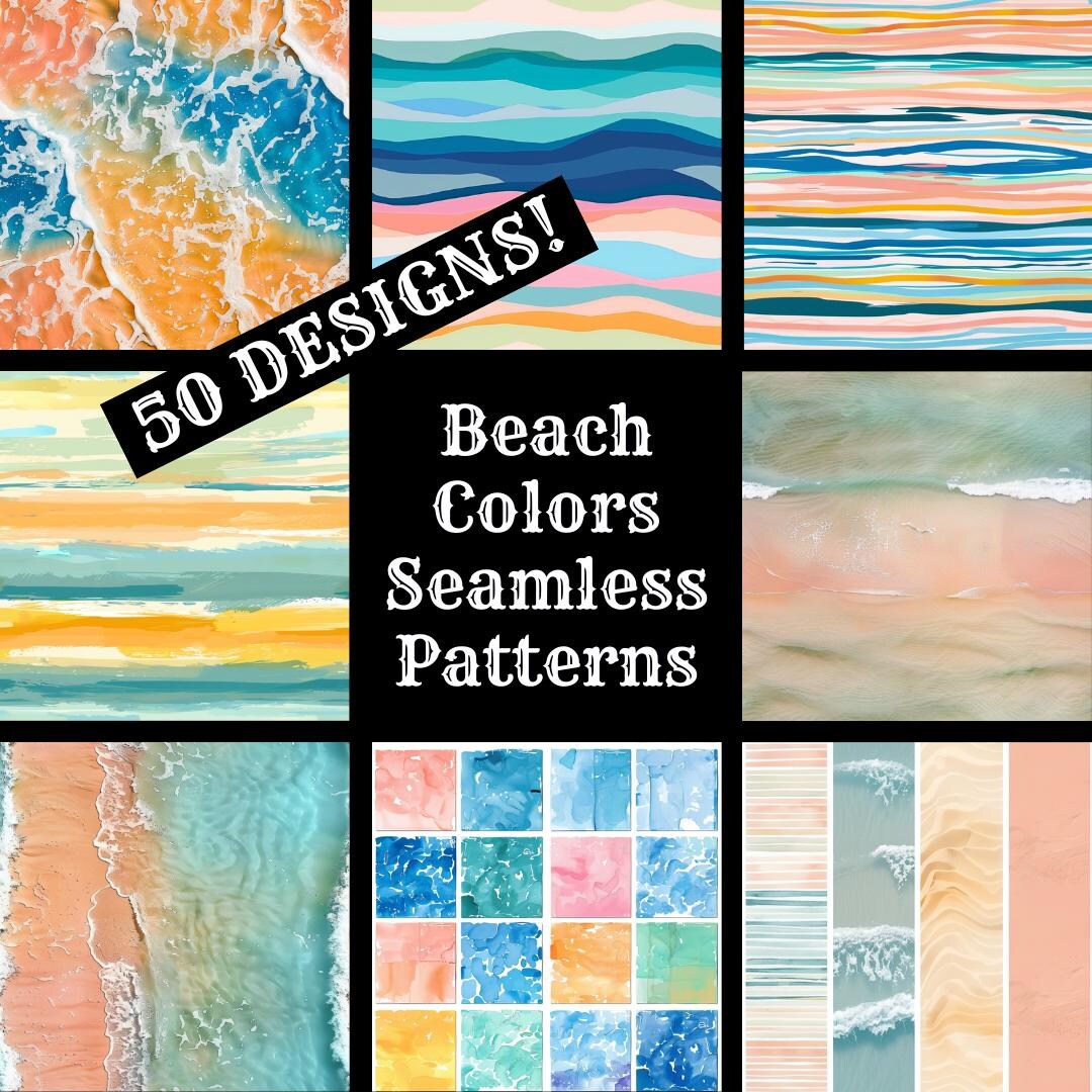 Beach Colors Seamless Digital Paper, Printable Scrapbook Paper Seamless ...