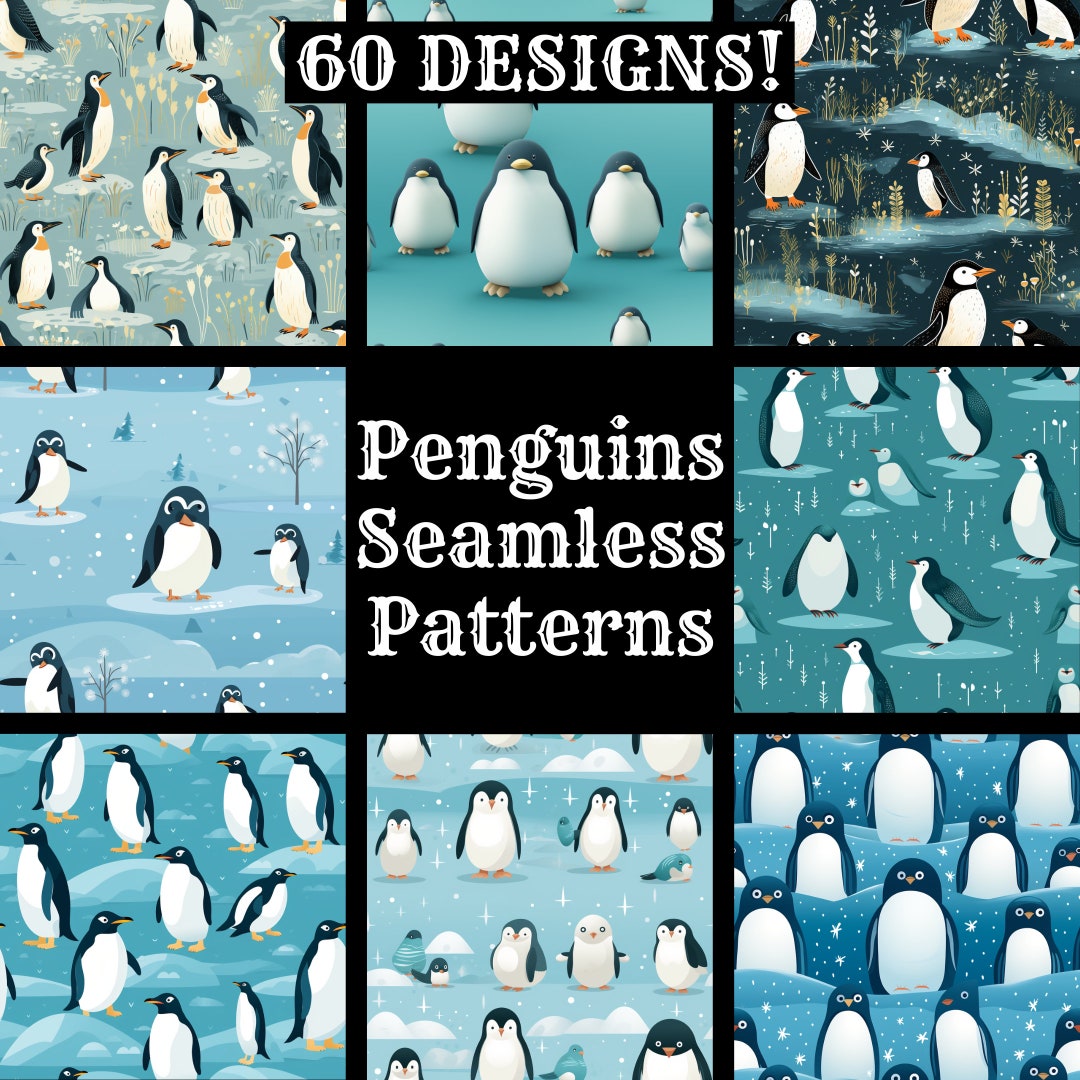 Penguins Seamless Digital Paper, Printable Scrapbook Paper Seamless ...