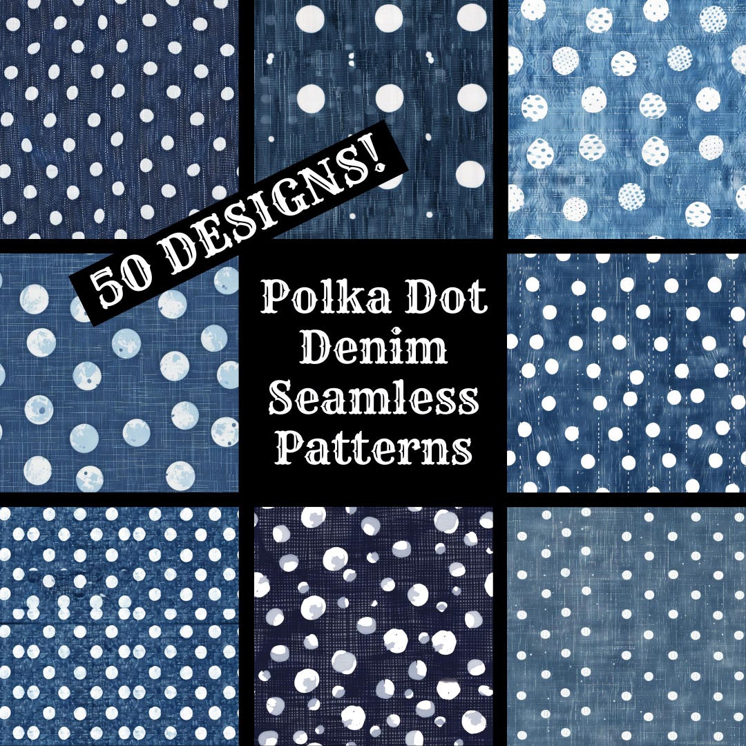 Polka Dot Denim Seamless Digital Paper, Polka Dot Denim Printable ...