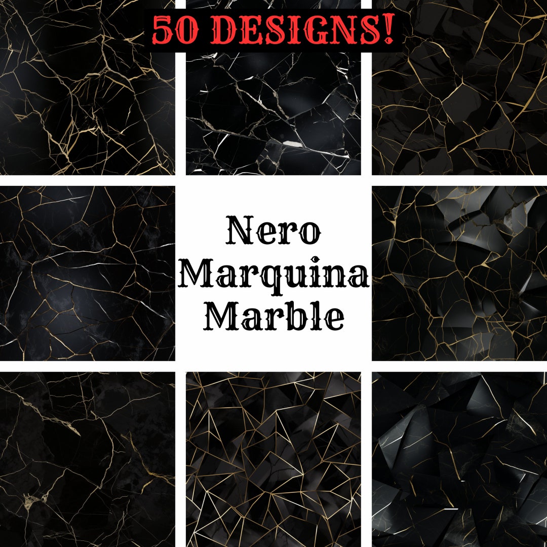 Nero Marquina Marble Seamless Textures: 50 Printable Digital Papers ...