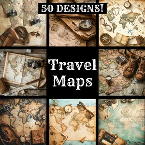 Vintage Travel Maps: High-resolution Digital Paper (PNG) - Etsy