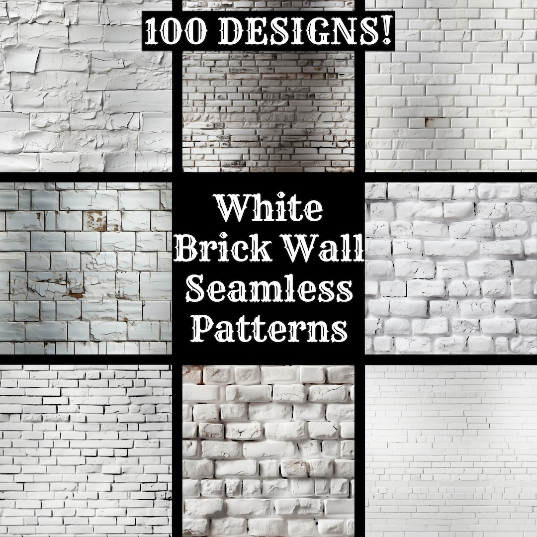 White Brick Wall Seamless Paper: 100 Textures (digital Download) - Etsy