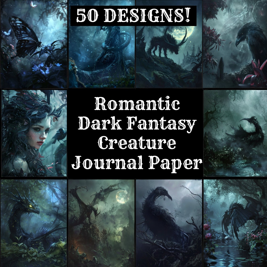 Dark Fantasy Creature Journal Paper: Romantic Gothic Scrapbook (digital ...