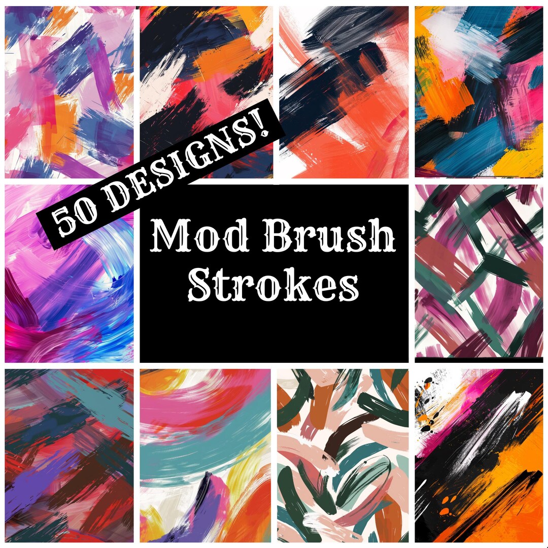 Mod Brush Strokes Digital Paper: 50 PNG Designs (8.5x11 In) - Etsy