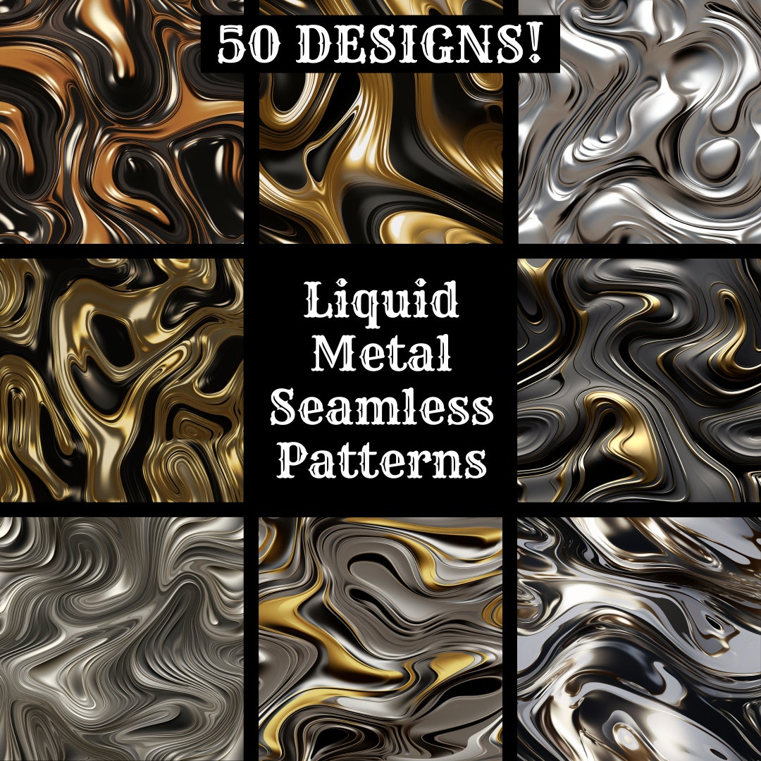 Liquid Metal Seamless Digital Paper, Printable Scrapbook Paper Seamless ...