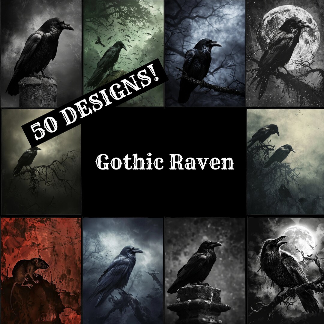 Gothic Raven Journal Paper, Gothic Raven Printable Paper, Vintage ...