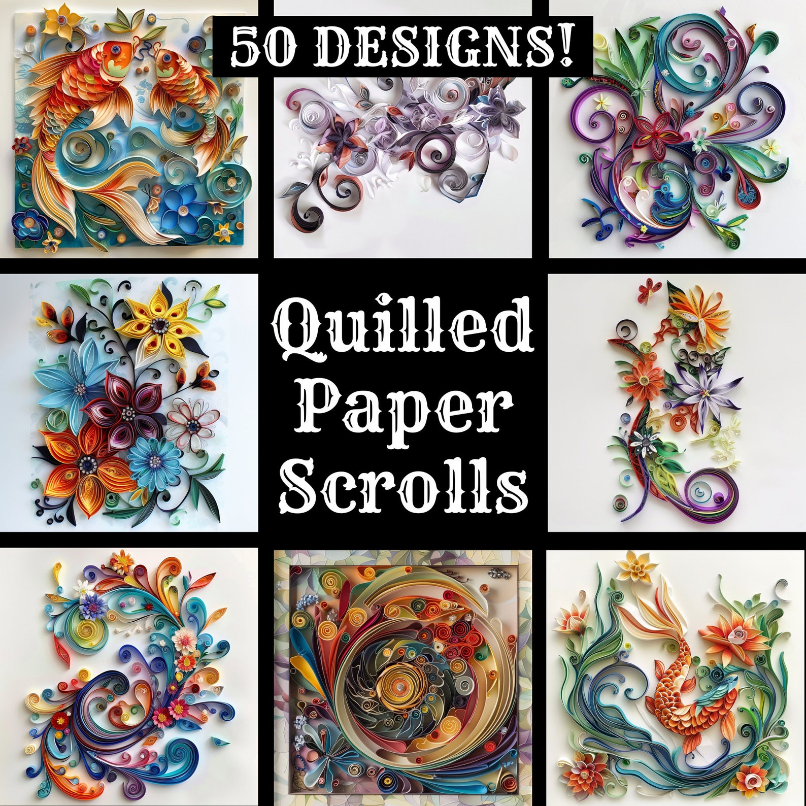 Quilled Paper Scrolls Paper, Quilled Paper Scrolls Printable Paper ...