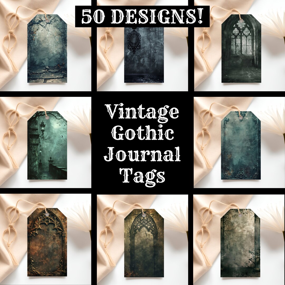Vintage Gothic Journal Tags: Printable Scrapbook Embellishments ...