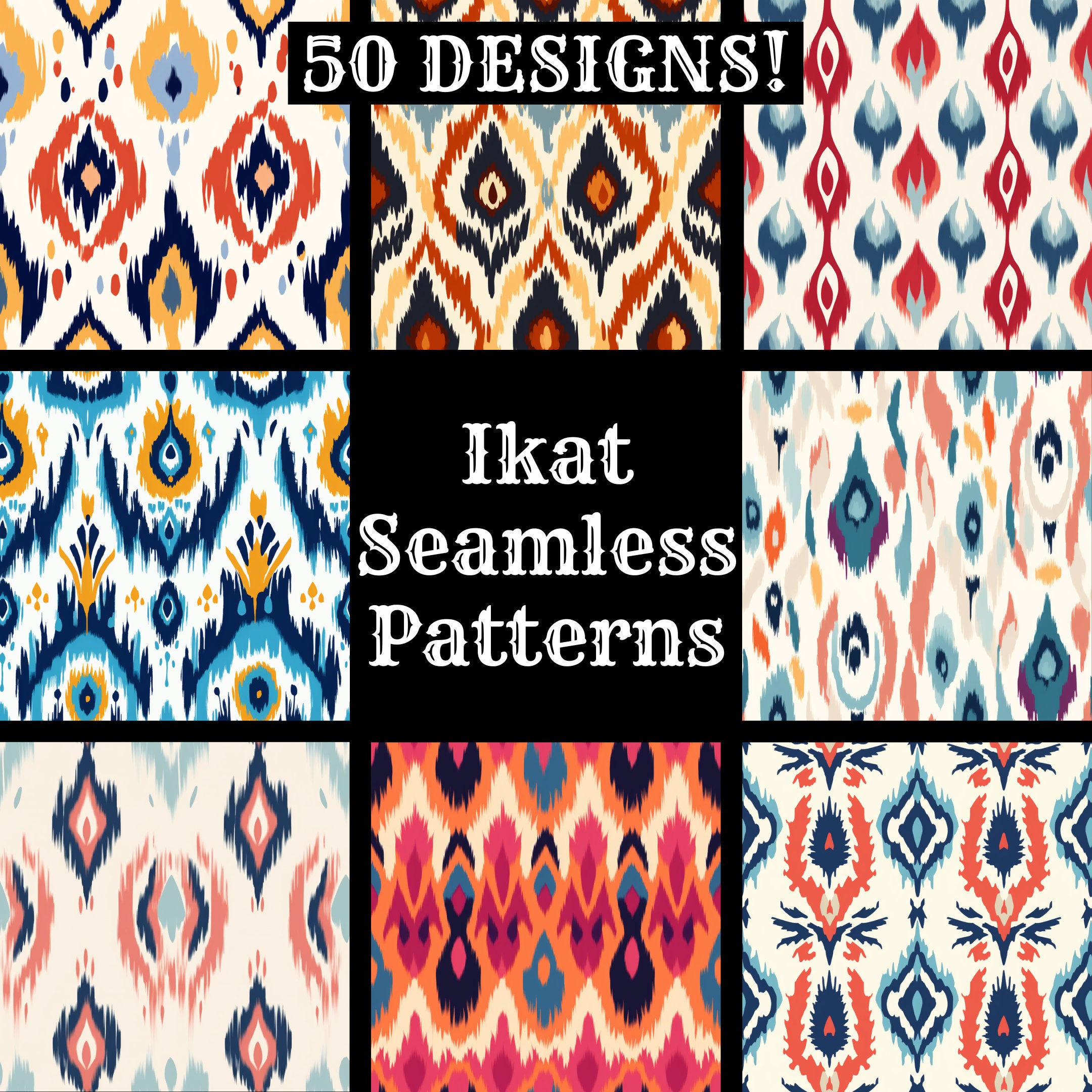Ikat Seamless Digital Paper, Printable Scrapbook Paper Seamless ...