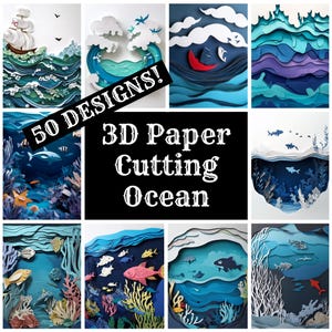 3D Ocean Paper Cutting Art: Vintage Journal Inserts (digital Download ...