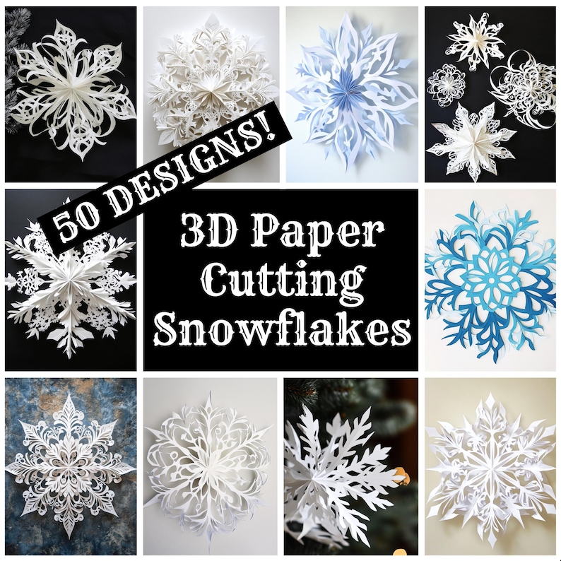 3D Paper Cutting Snowflakes: Vintage Journal Inserts (digital Download ...