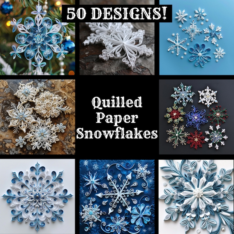 Quilled Paper Snowflakes, High Resolution Digital Paper (PNG) - Etsy