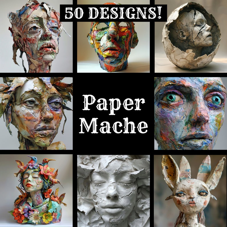 Paper Mache Digital Paper, Vintage Scrapbook, Journal (digital Download ...