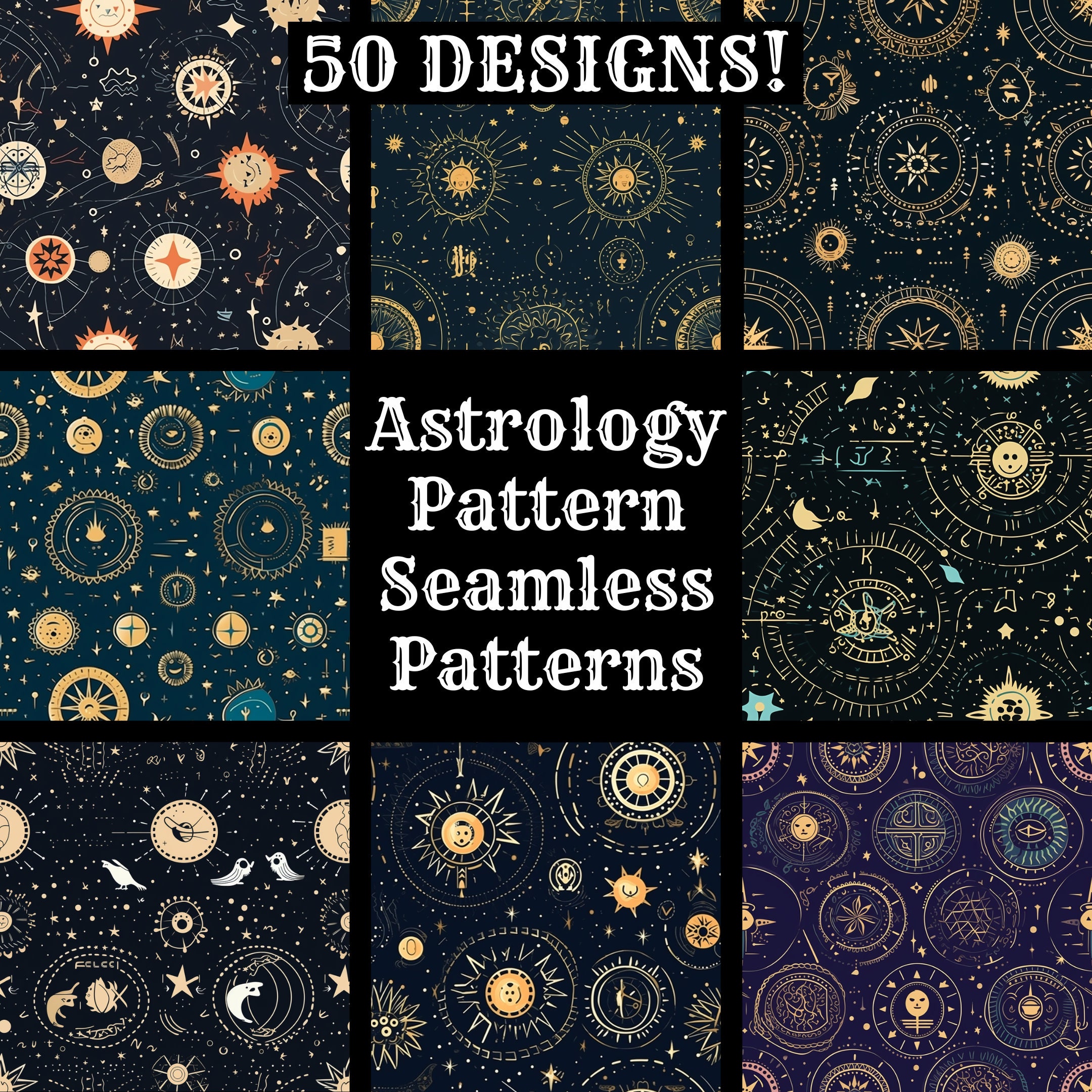 Astrology Pattern Seamless Digital Paper Printable Scrapbook - Etsy