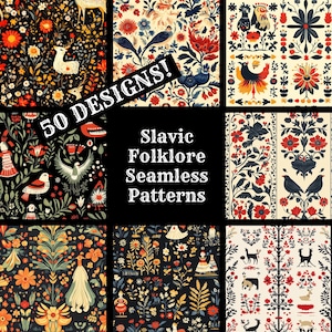 Slavic Folklore Seamless Digital Paper, Printable Scrapbook Paper ...