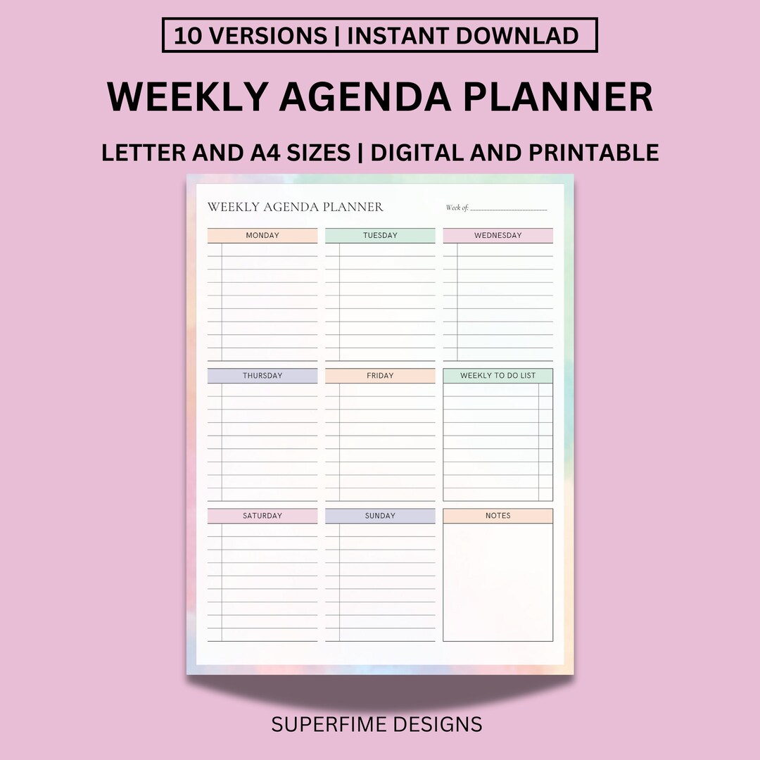 2024 Weekly Planner Printable, Minimalist Weekly Schedule, Week at a ...