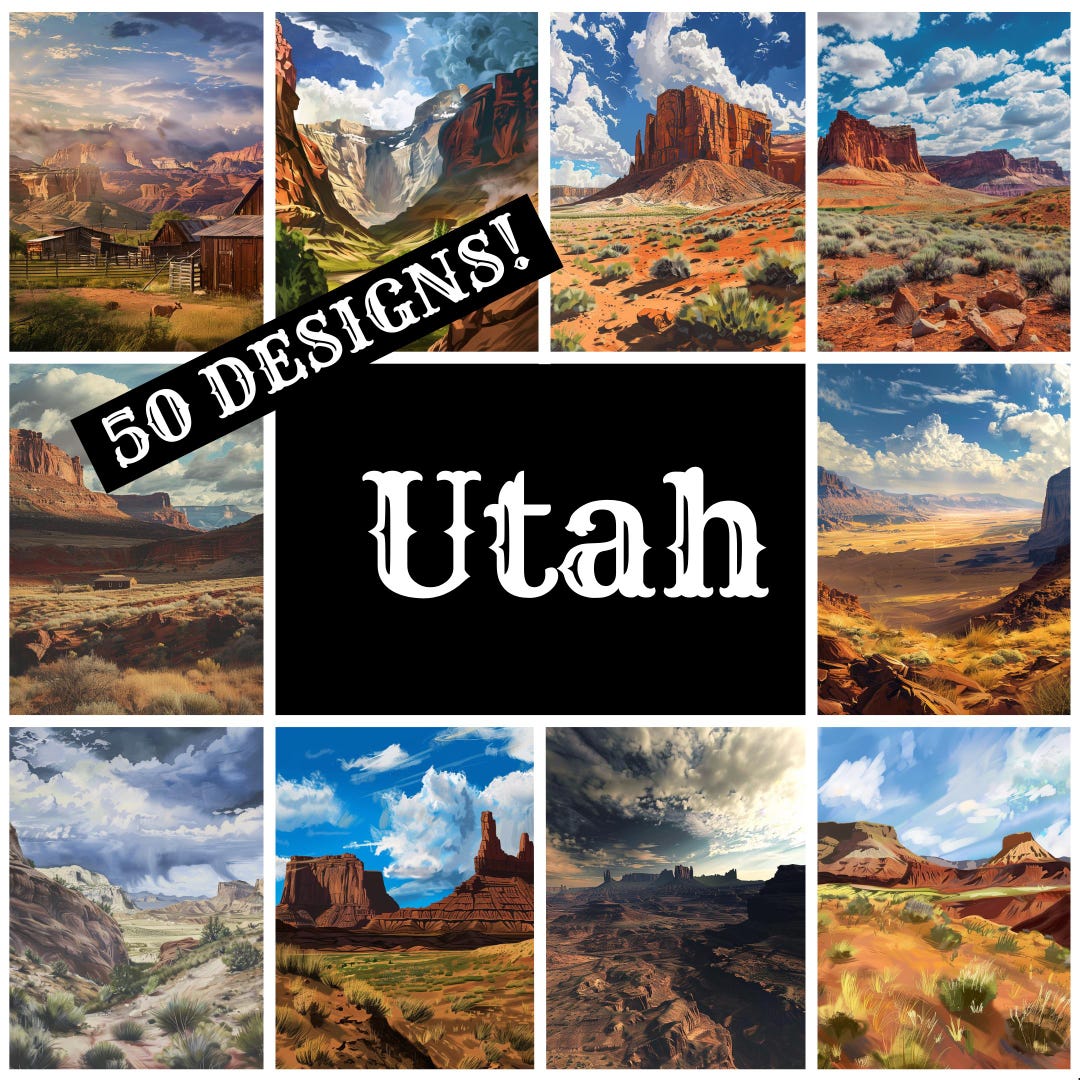 Utah Landscape Journal Paper: Vintage Scrapbook Inserts (PNG Digital ...