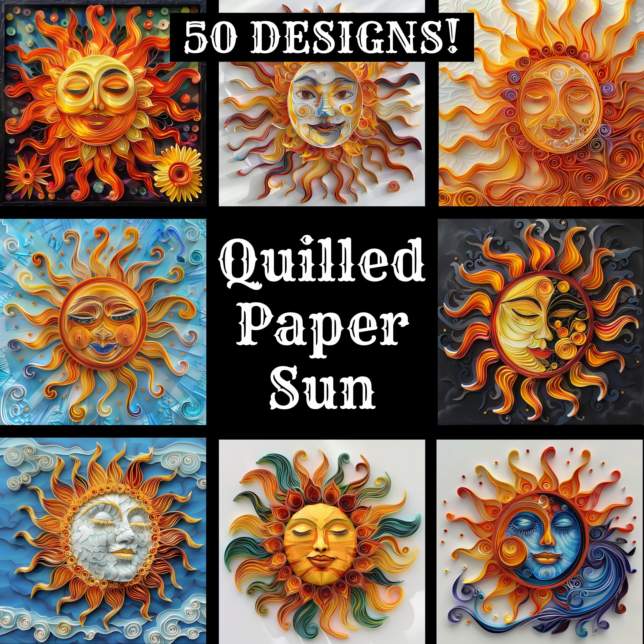 Quilled Paper Sun Paper, Quilled Paper Sun Printable Paper, Quilling ...