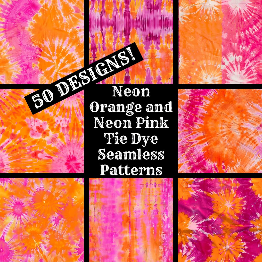 Neon Tie Dye Seamless Pattern: Orange and Pink (digital Download) - Etsy