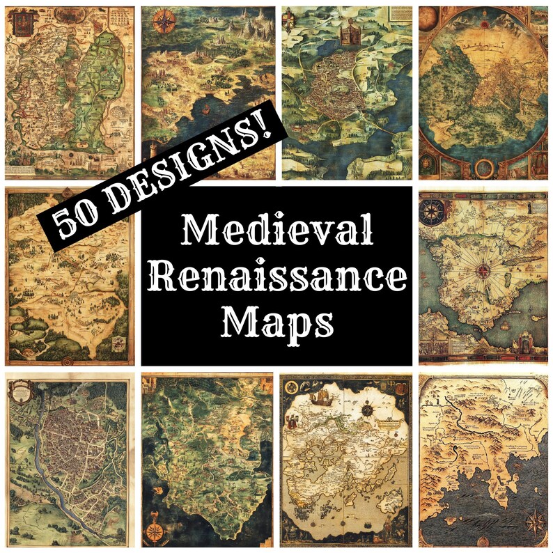 Medieval Renaissance Map Paper: Vintage Journal Inserts (digital ...