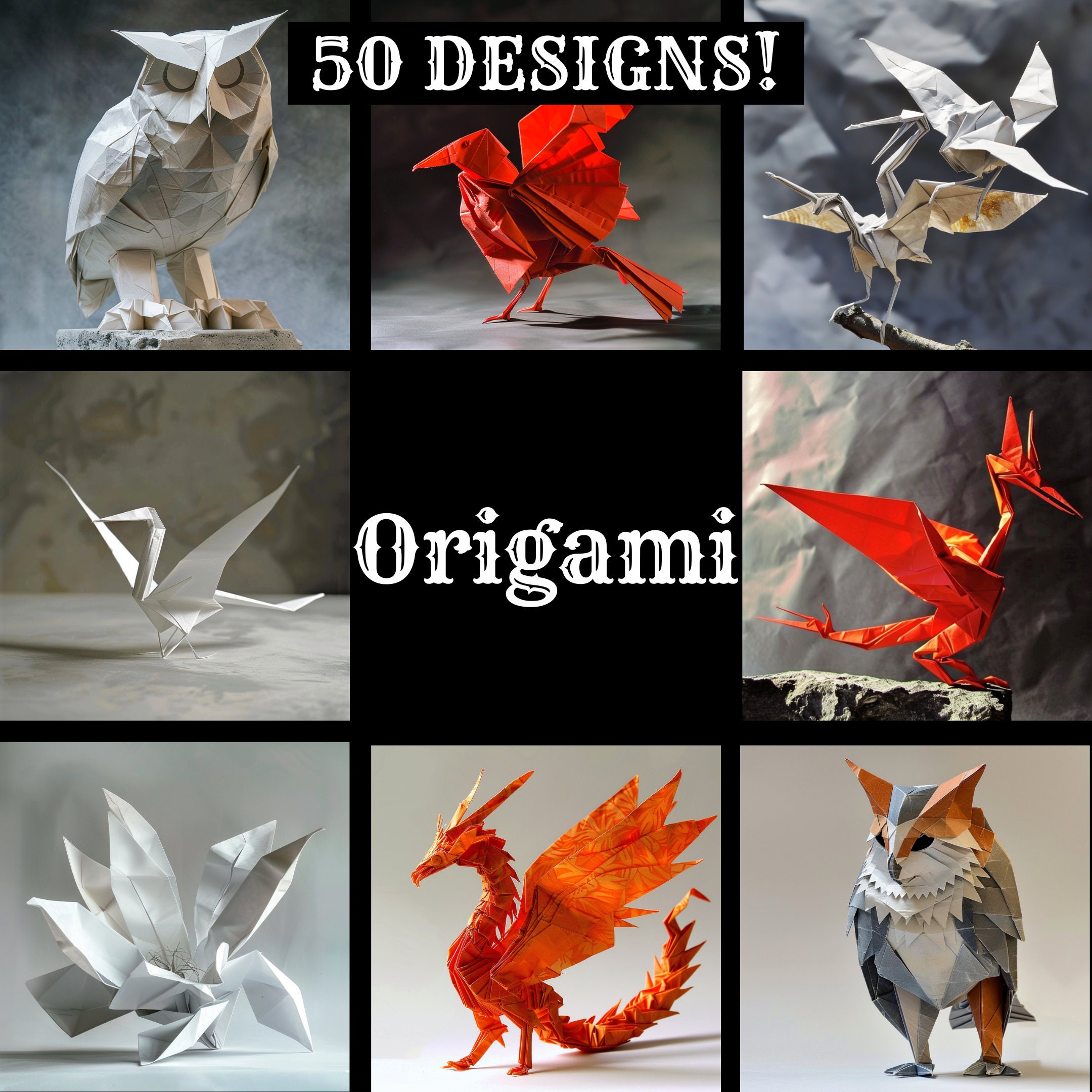 Origami Paper, Origami Printable Paper, Vintage Origami, Origami ...