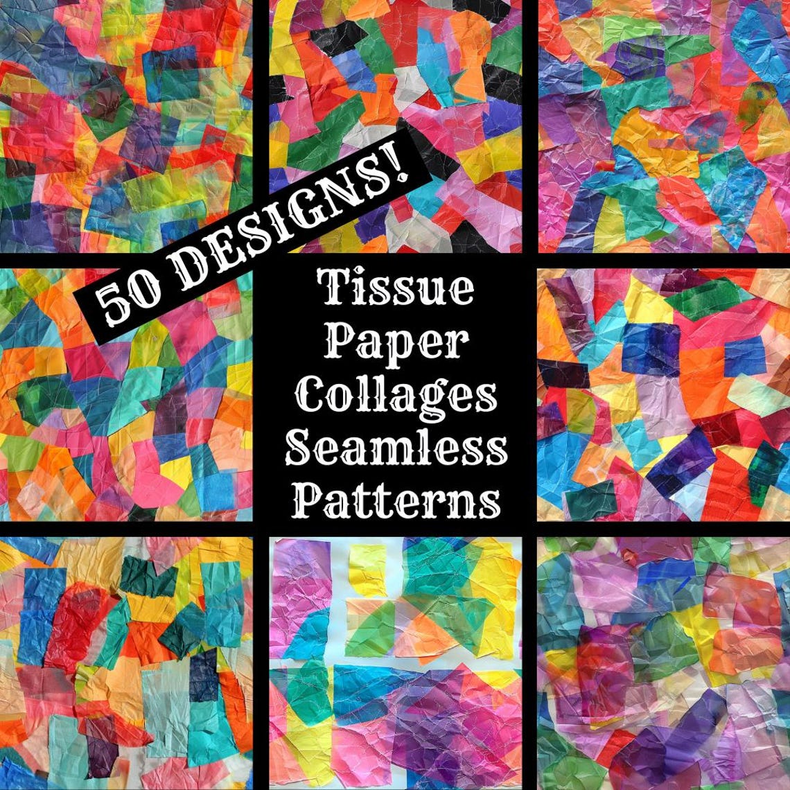 Tissue Paper Collage Patterns: 50 Seamless Designs (digital Download ...