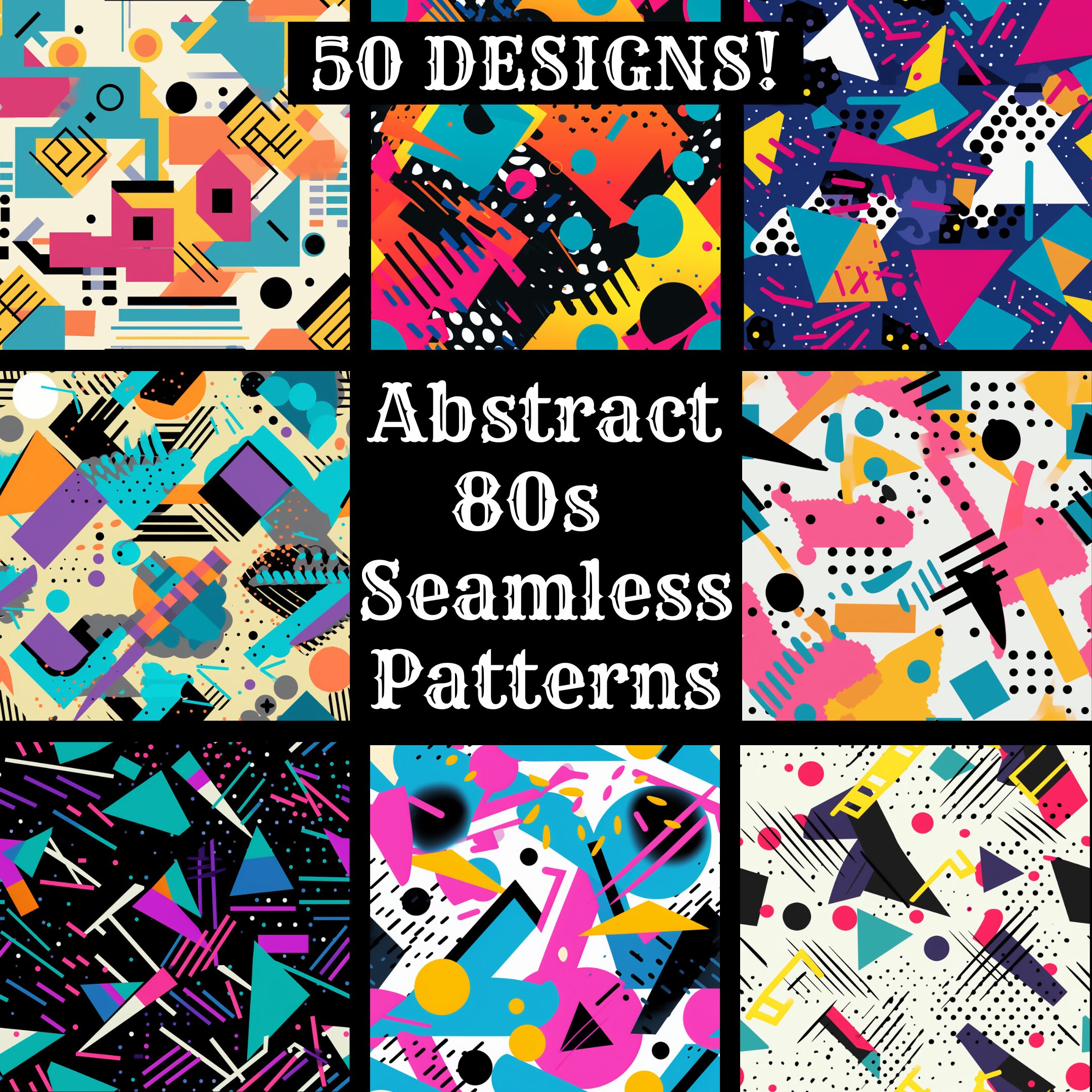 Abstract 80s Seamless Digital Paper, Printable Scrapbook Paper Seamless ...