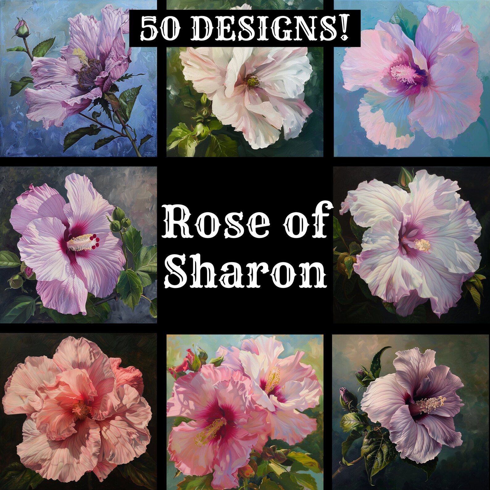 Rose of Sharon Paper, Rose of Sharon Printable Paper, Vintage Rose of ...