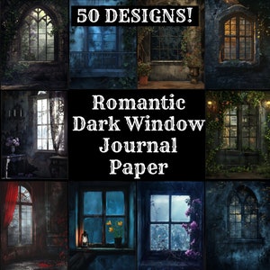 Romantic Dark Window Journal Paper: Vintage Scrapbook Inserts (digital ...